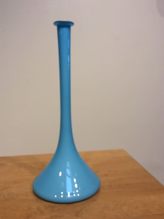 Empoli Turquoise Cased Glass Trumpet Vase - Etsy