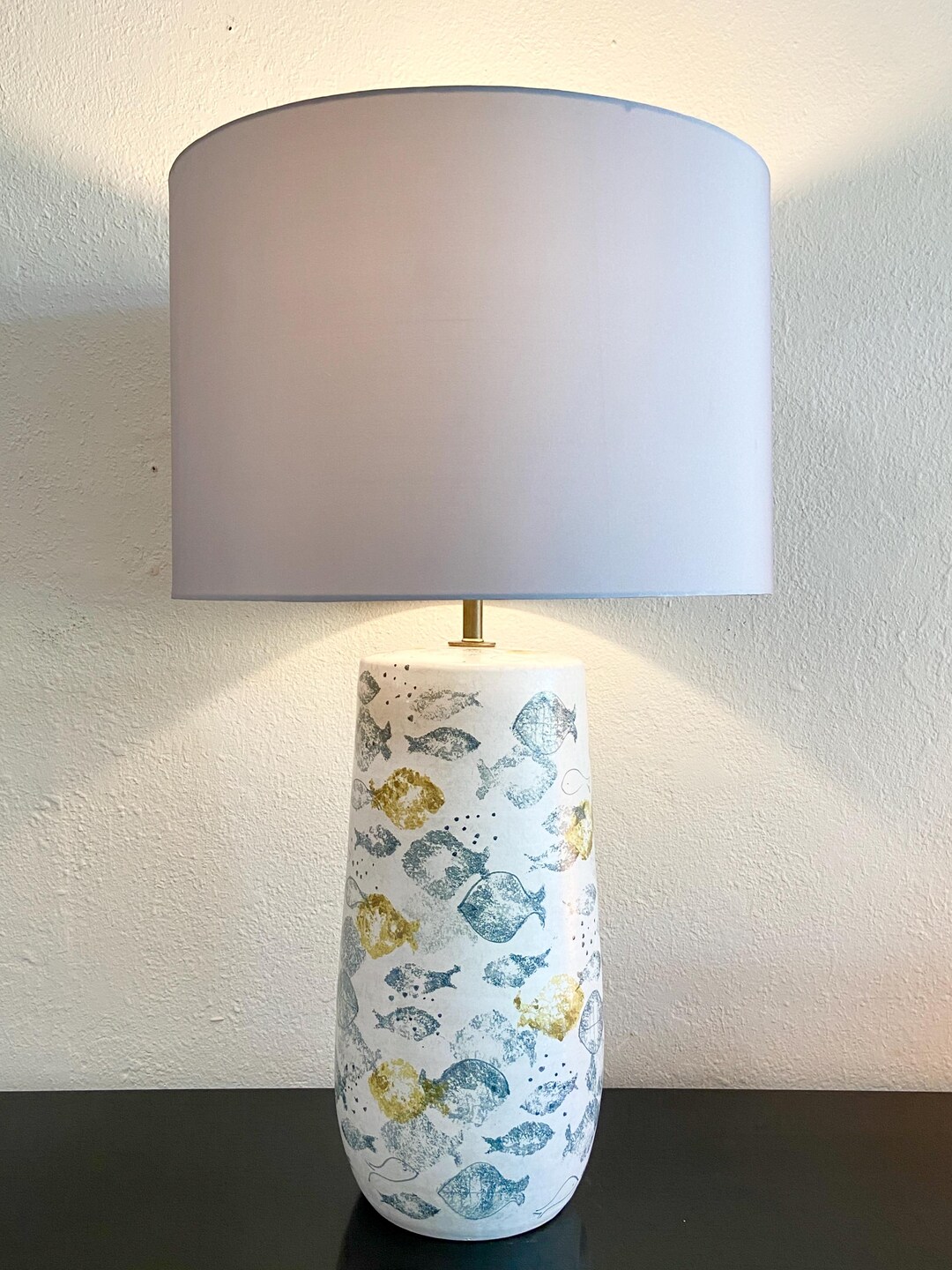 Bitossi Large Fish Pattern Table Lamp | 1970s Italian Ceramic | Coastal ...