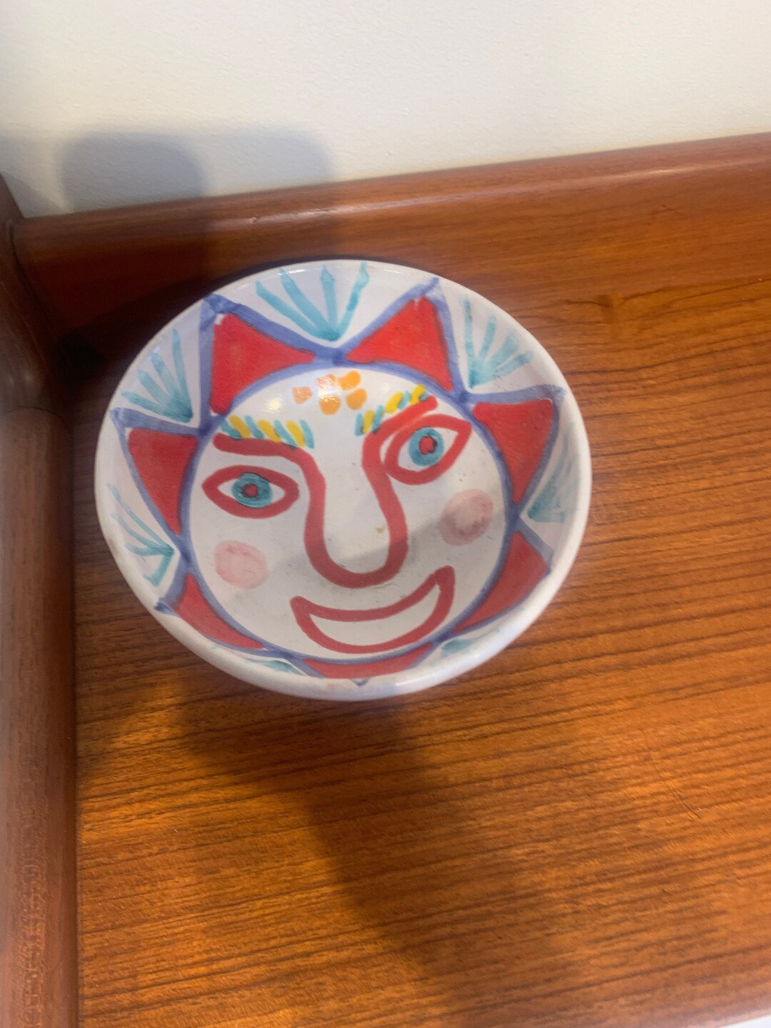 Hand Painted Italian Art Pottery Bowl With Sun Face, Signed by Giovanni ...