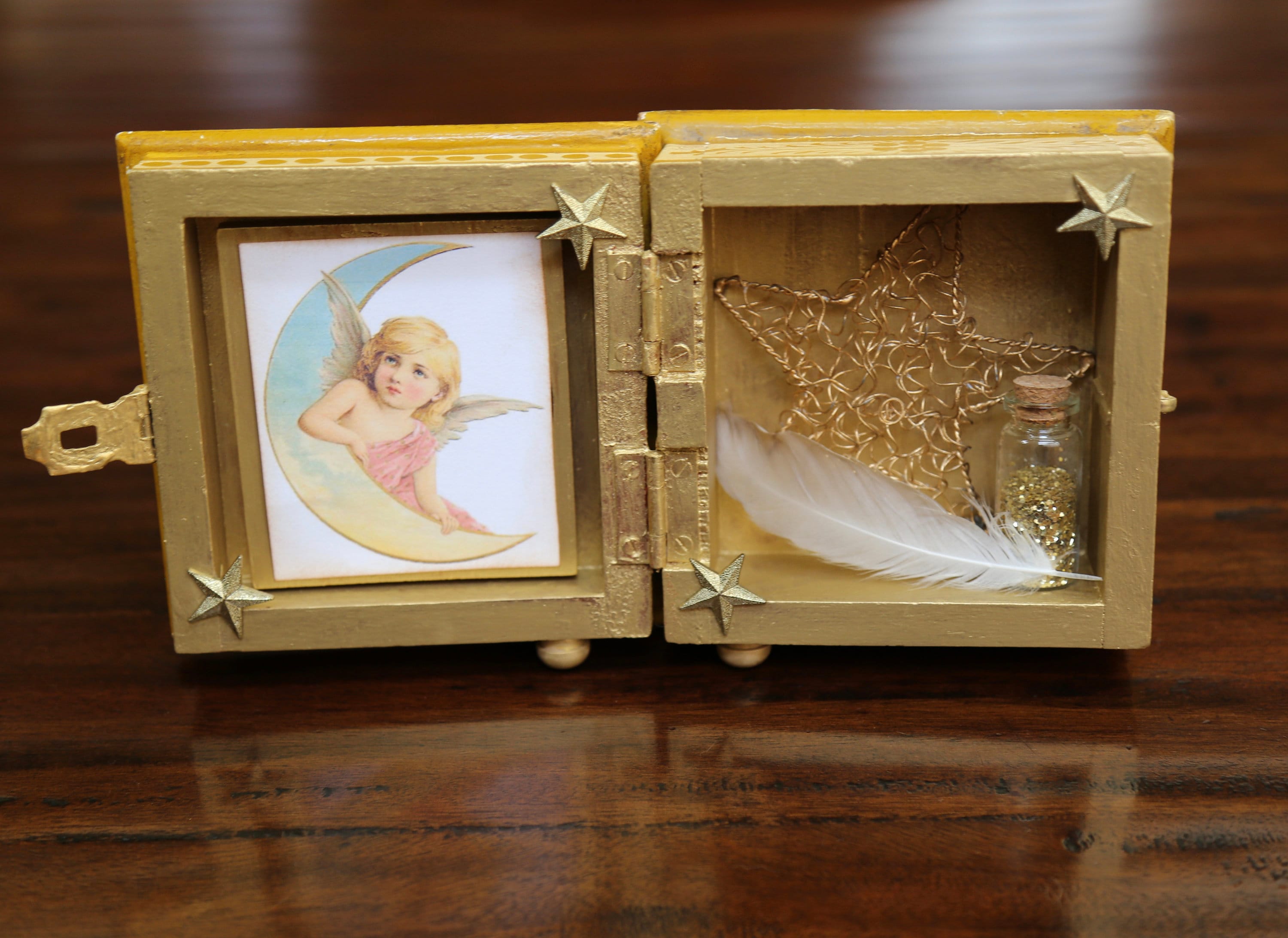 Golden Angel Box Found Object Assemblage Art Box - Etsy