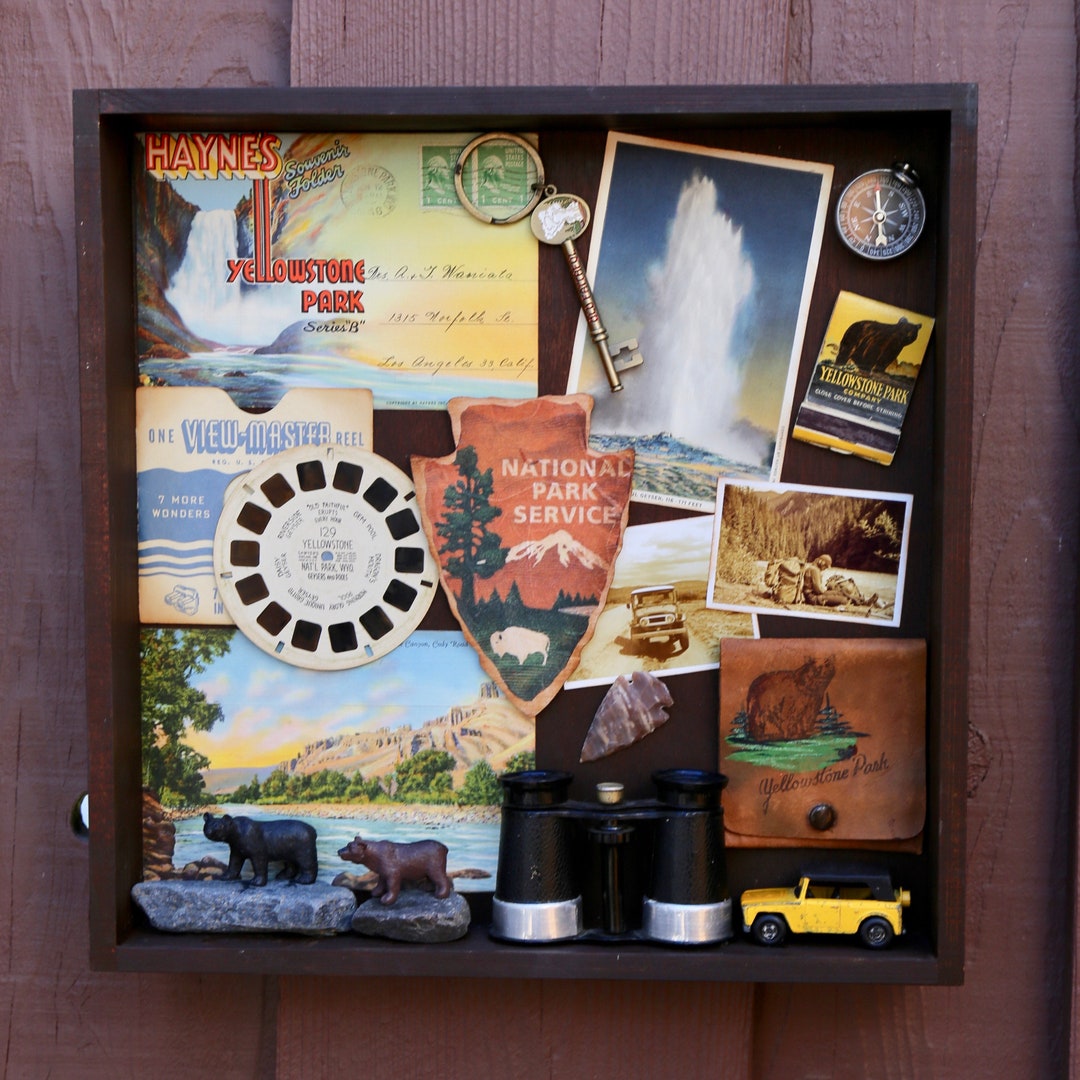 Vintage Yellowstone Art Box - Found Object Assemblage Art - Etsy
