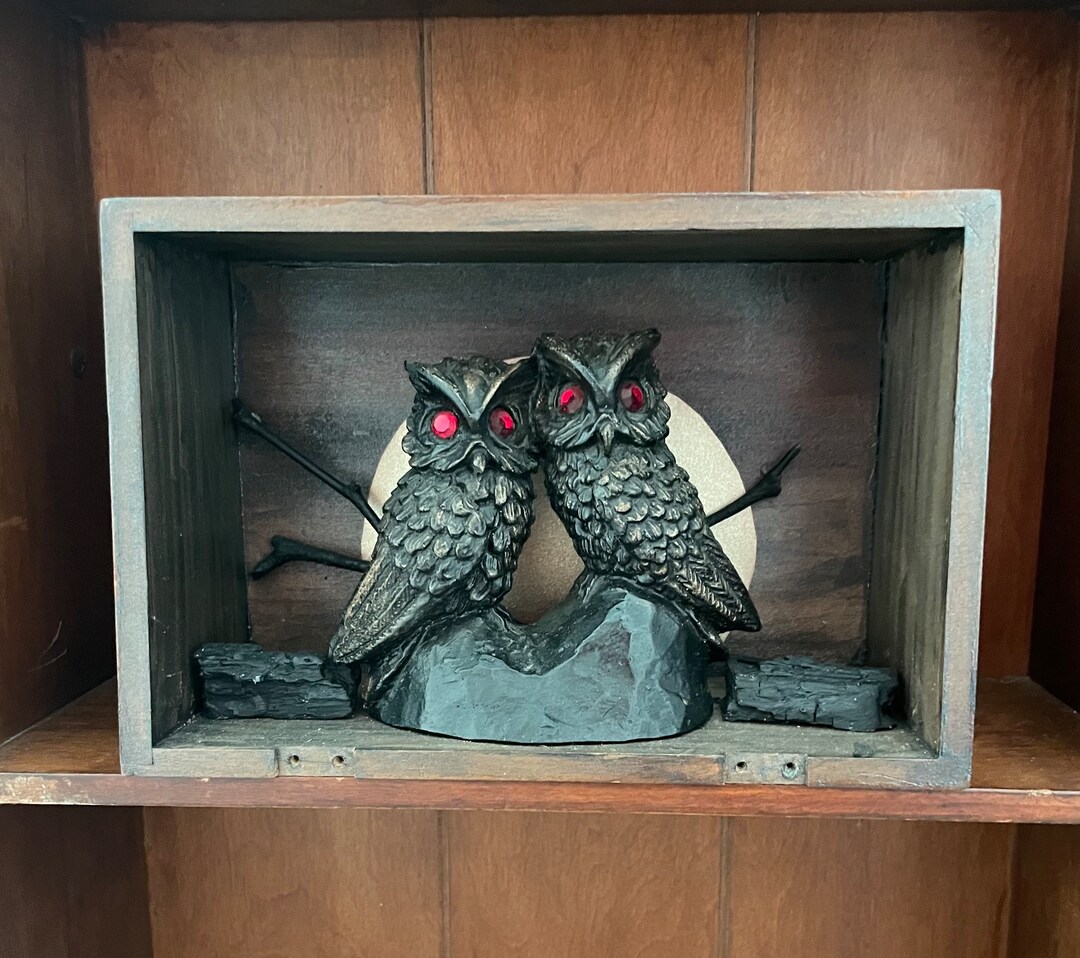 Red Eyed Owls Found Object Assemblage Art Box - Etsy
