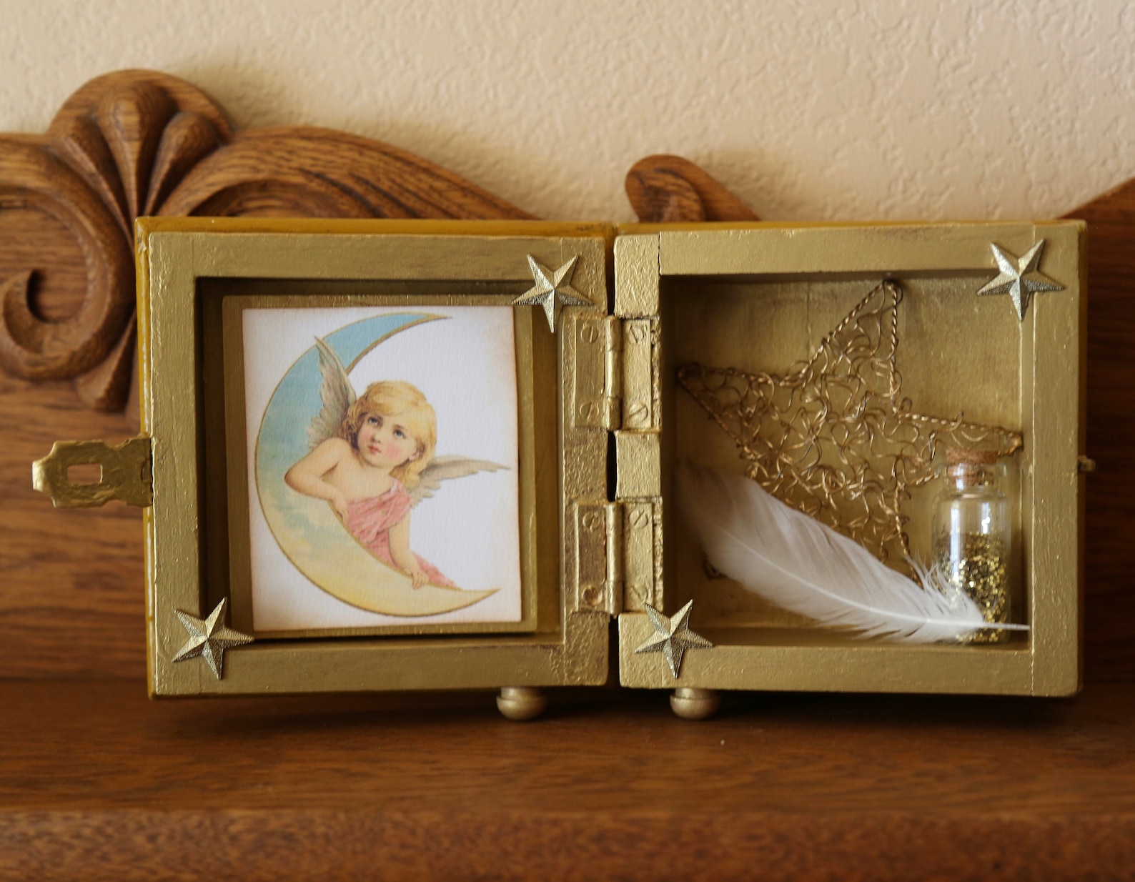 Golden Angel Box Found Object Assemblage Art Box - Etsy