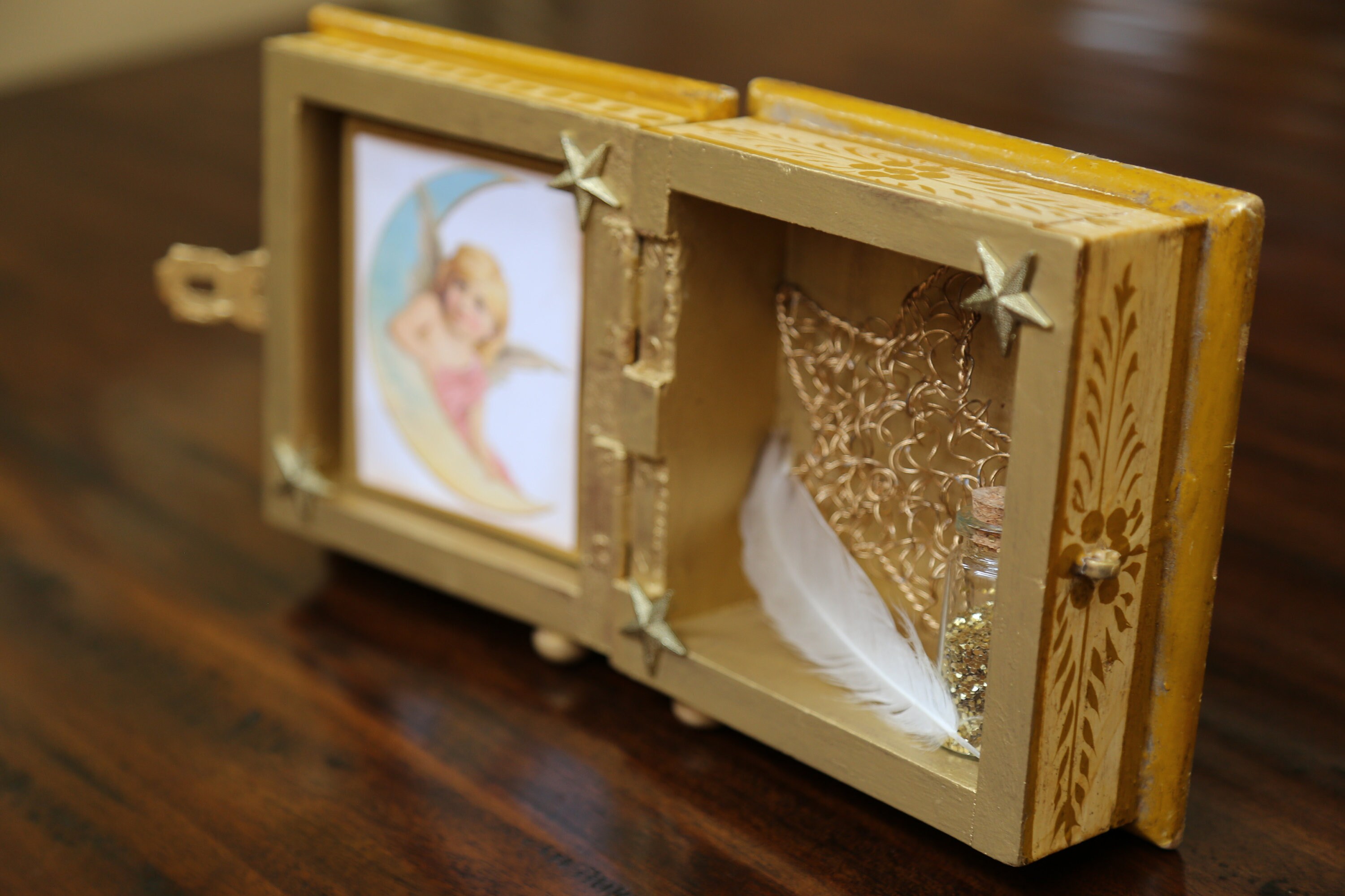 Golden Angel Box Found Object Assemblage Art Box - Etsy