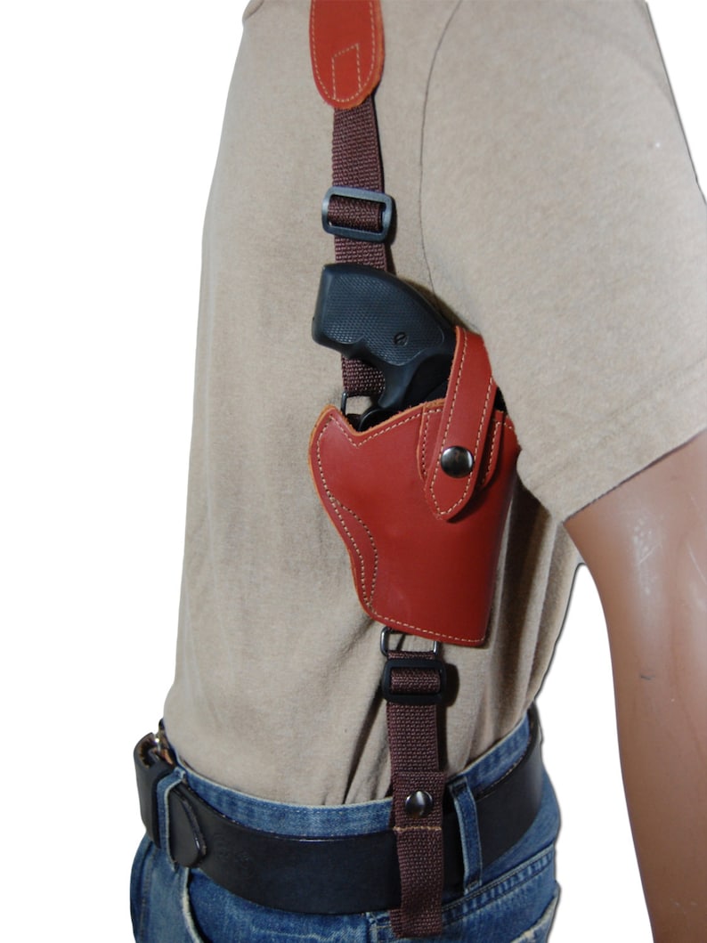 New Burgundy Leather Vertical Cross Harness Shoulder Gun Holster for 2 ...