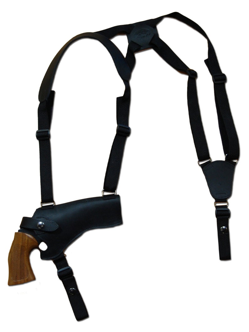 New Black Leather Horizontal Cross Harness Gun Shoulder - Etsy