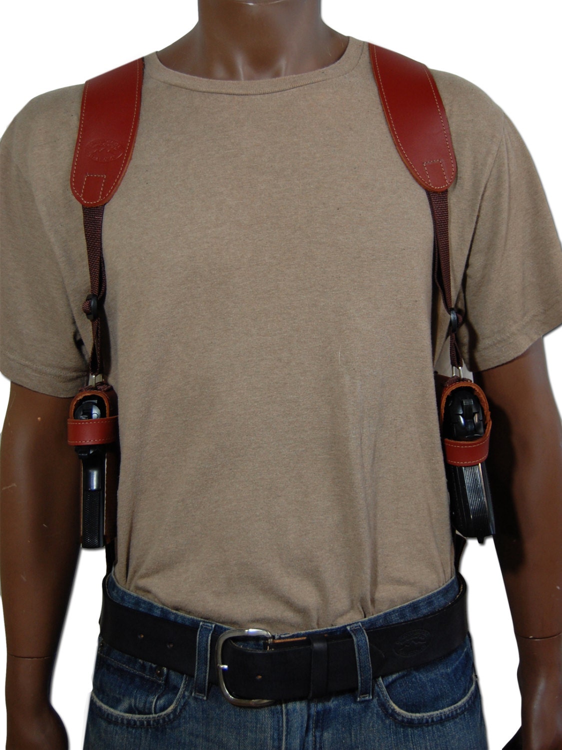 New Burgundy Leather Horizontal 2 Gun Shoulder Holster for - Etsy