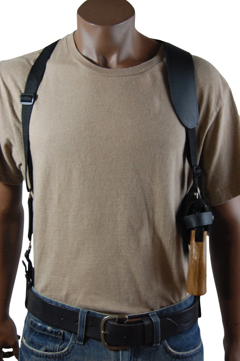 New Black Leather Horizontal Cross Harness Gun Shoulder - Etsy