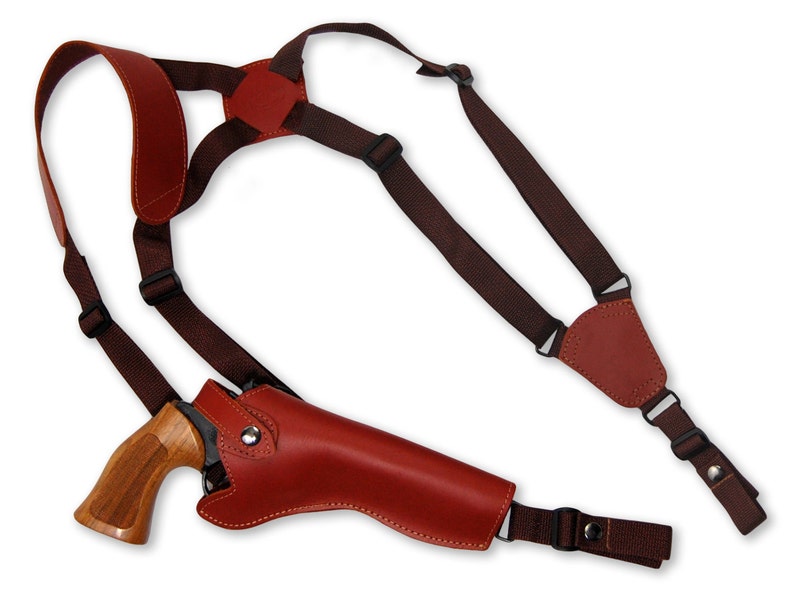 New Burgundy Leather Vertical Cross Harness Gun Shoulder | Etsy