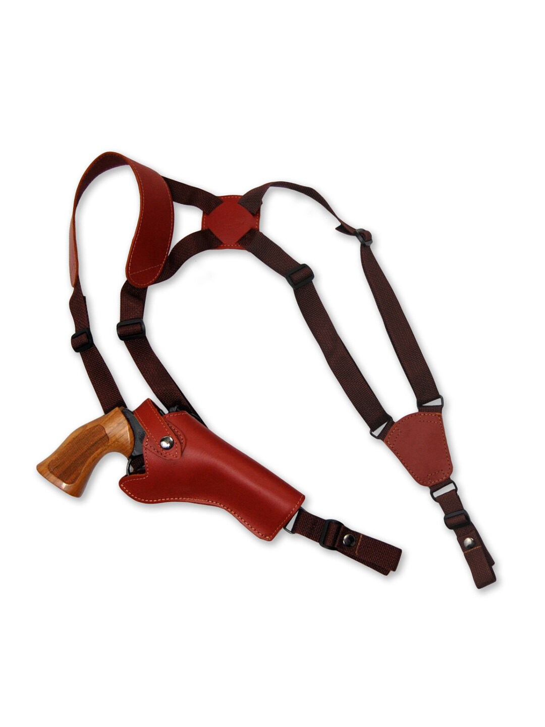 New Burgundy Leather Vertical Cross Harness Gun Shoulder Holster for 4 ...
