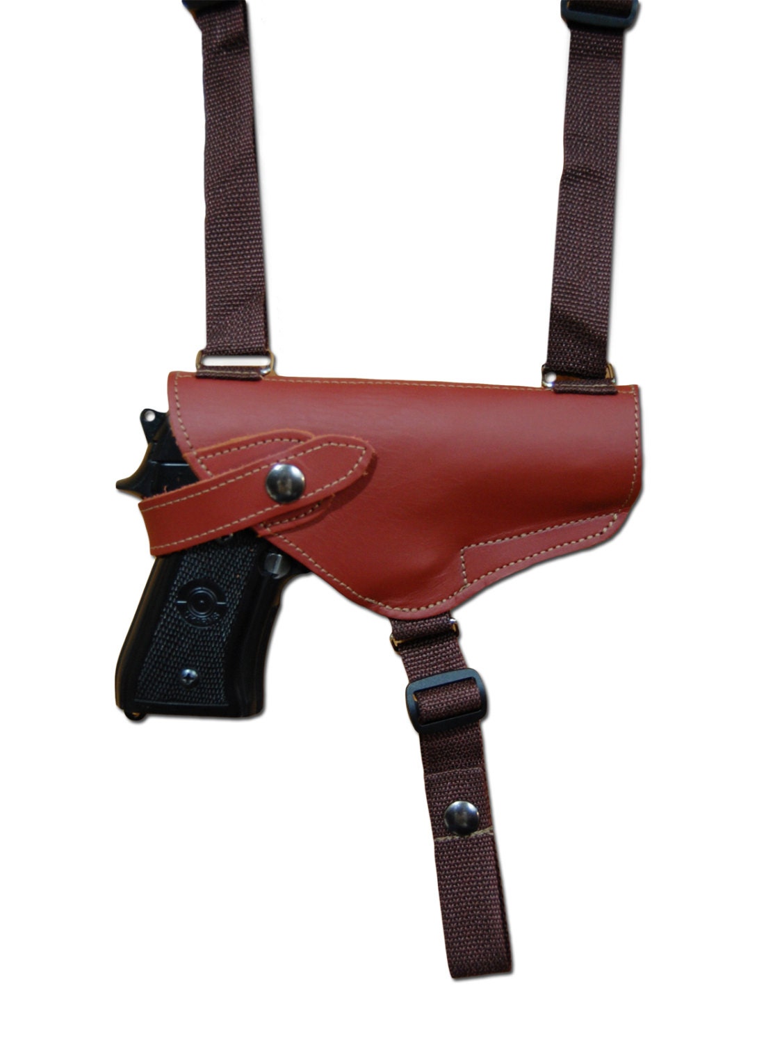 New Burgundy Leather Horizontal 2 Gun Shoulder Holster for - Etsy