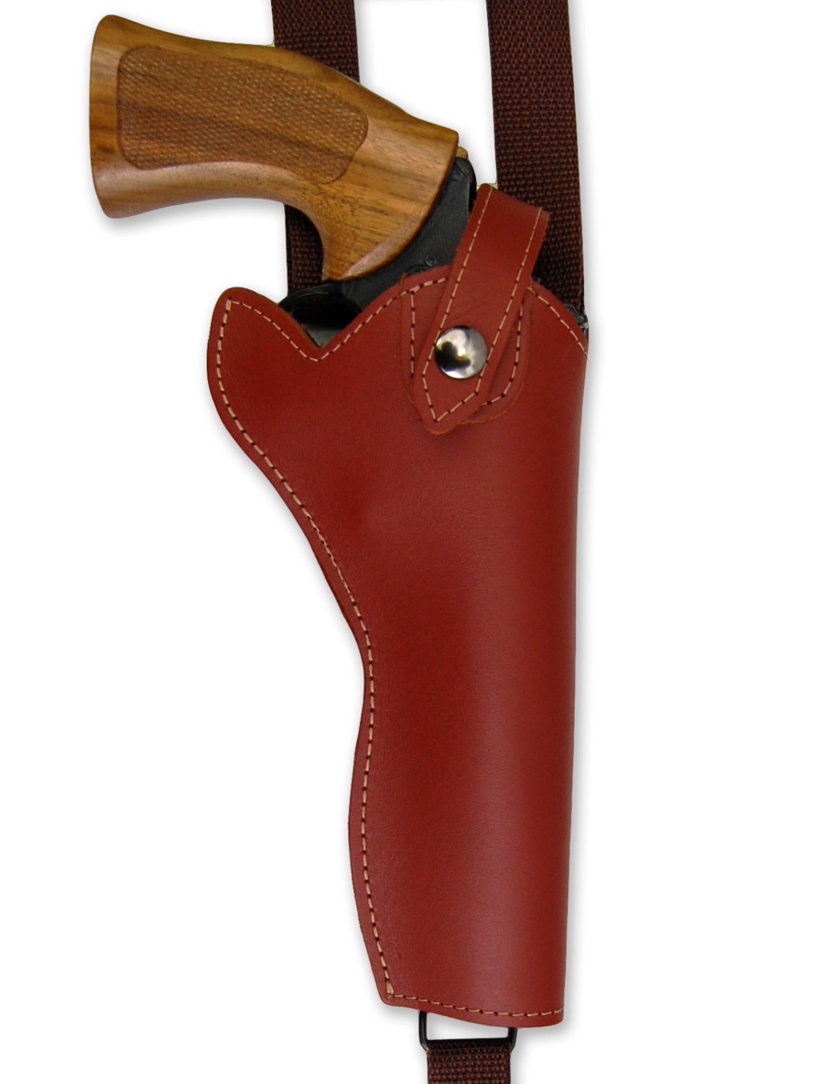 New Burgundy Leather Vertical Cross Harness Gun Shoulder | Etsy