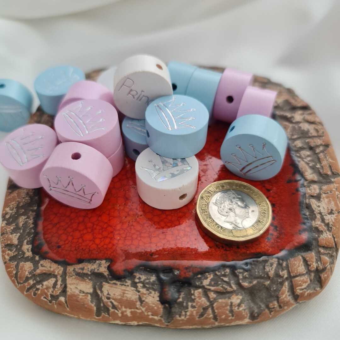 Glitter SET Prince /princess Shaped Wooden Beads crafts & Jewelery ...