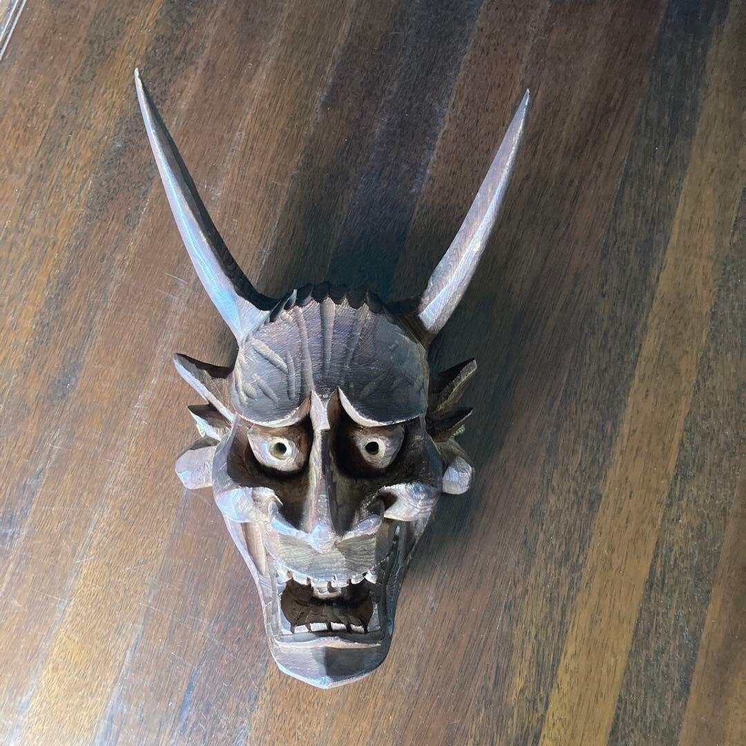 Japanese Mask, Antique Mask, Noh Mask, Kagura Mask, Hannya Mask, Oni ...