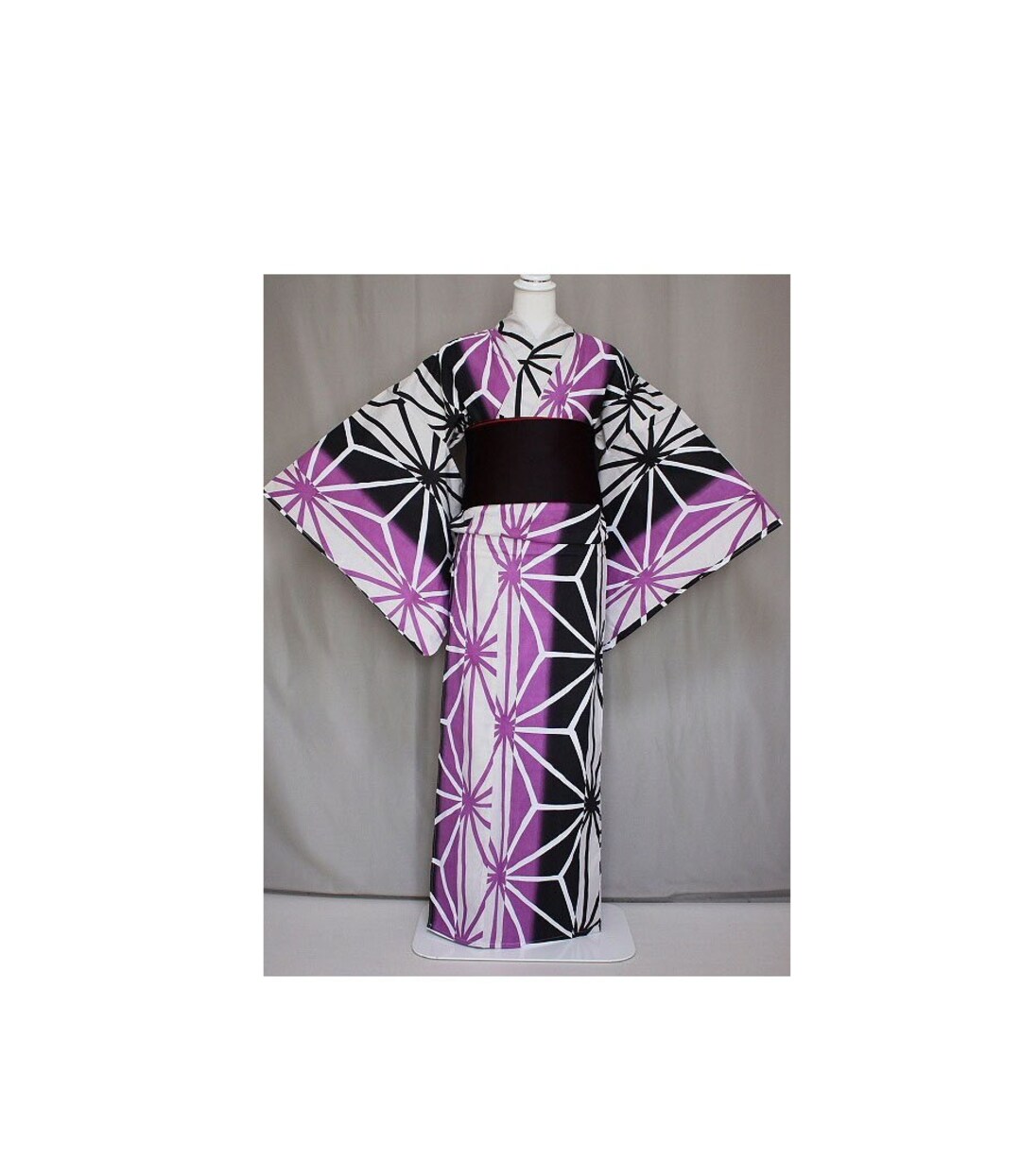 Large Purple Yukata Cotton Kimono Authentic Japanese Robe, Yukata From ...