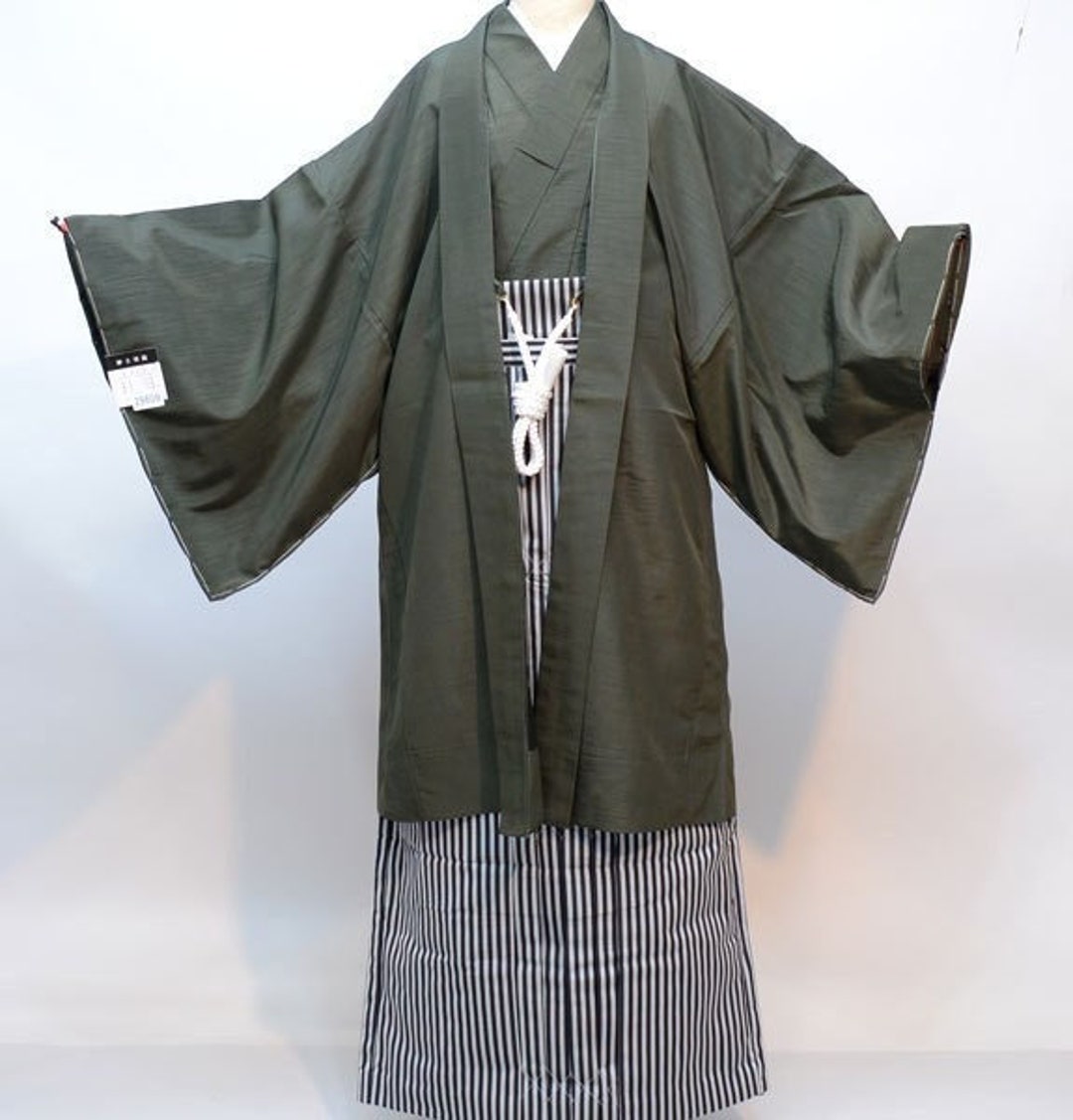 Mens Kimono Set, Green Kimono Set, Mens Kimono Ensemble, Mens Kimono & Jacket, Samurai Kimono ...
