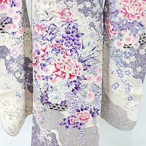 Vintage Authentic Kimono, Purple Furisode Kimono, Purple Furisode ...