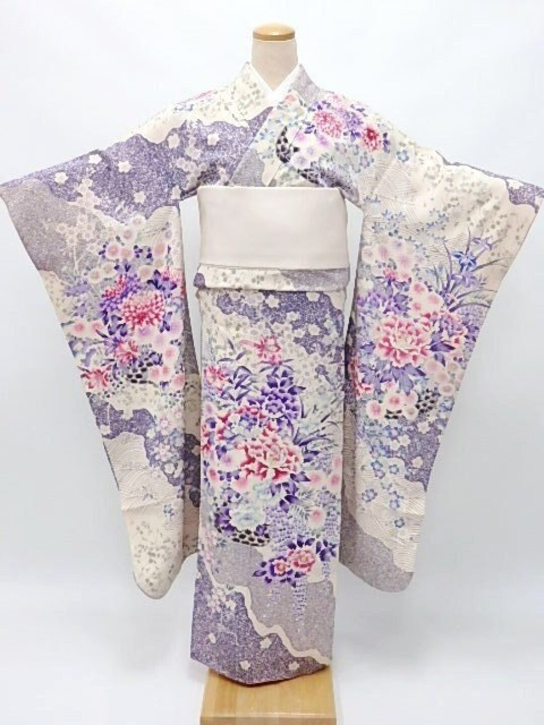 Vintage Authentic Kimono, Purple Furisode Kimono, Purple Furisode ...
