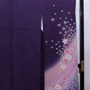Vintage Authentic Kimono, Purple Furisode Kimono, Purple Furisode ...