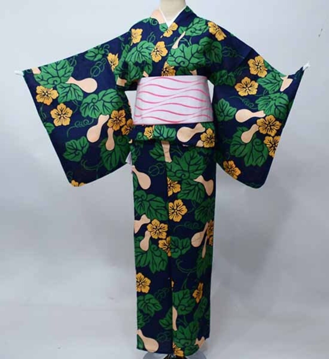 Blue Yukata Cotton Kimono Japanese Robe, Yukata From Japan, Cotton ...