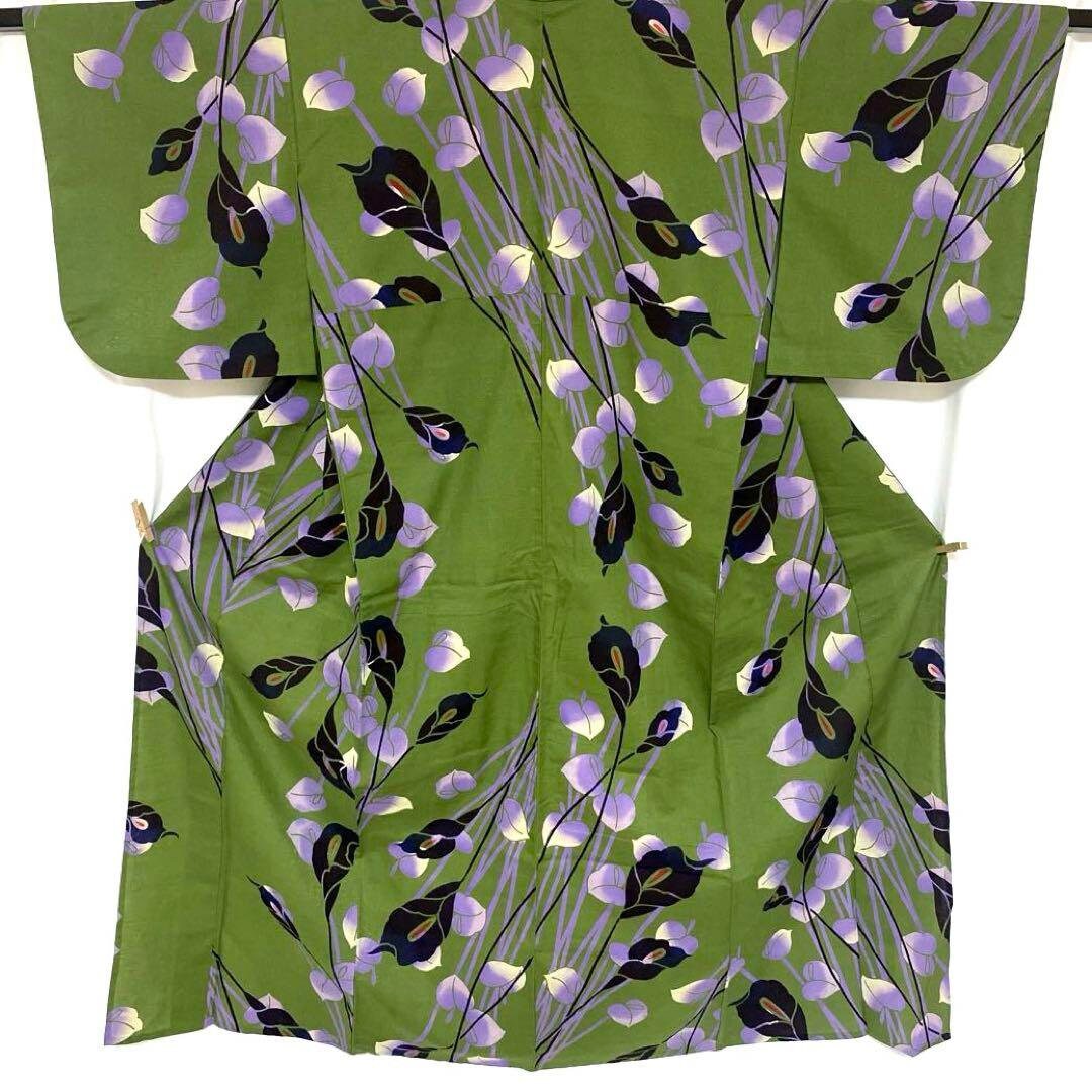 Green Yukata Cotton Kimono Japanese Robe, Yukata From Japan, Cotton ...