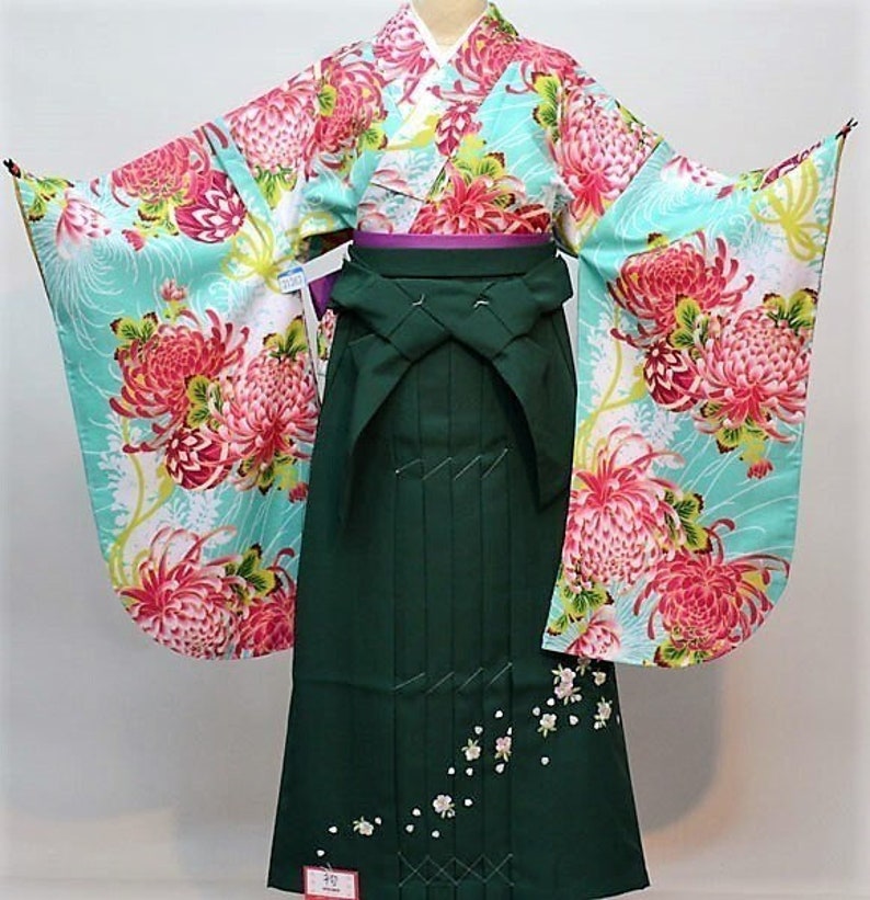 Furisode Kimono & Hakama Jyuban Furisode Green Womens - Etsy