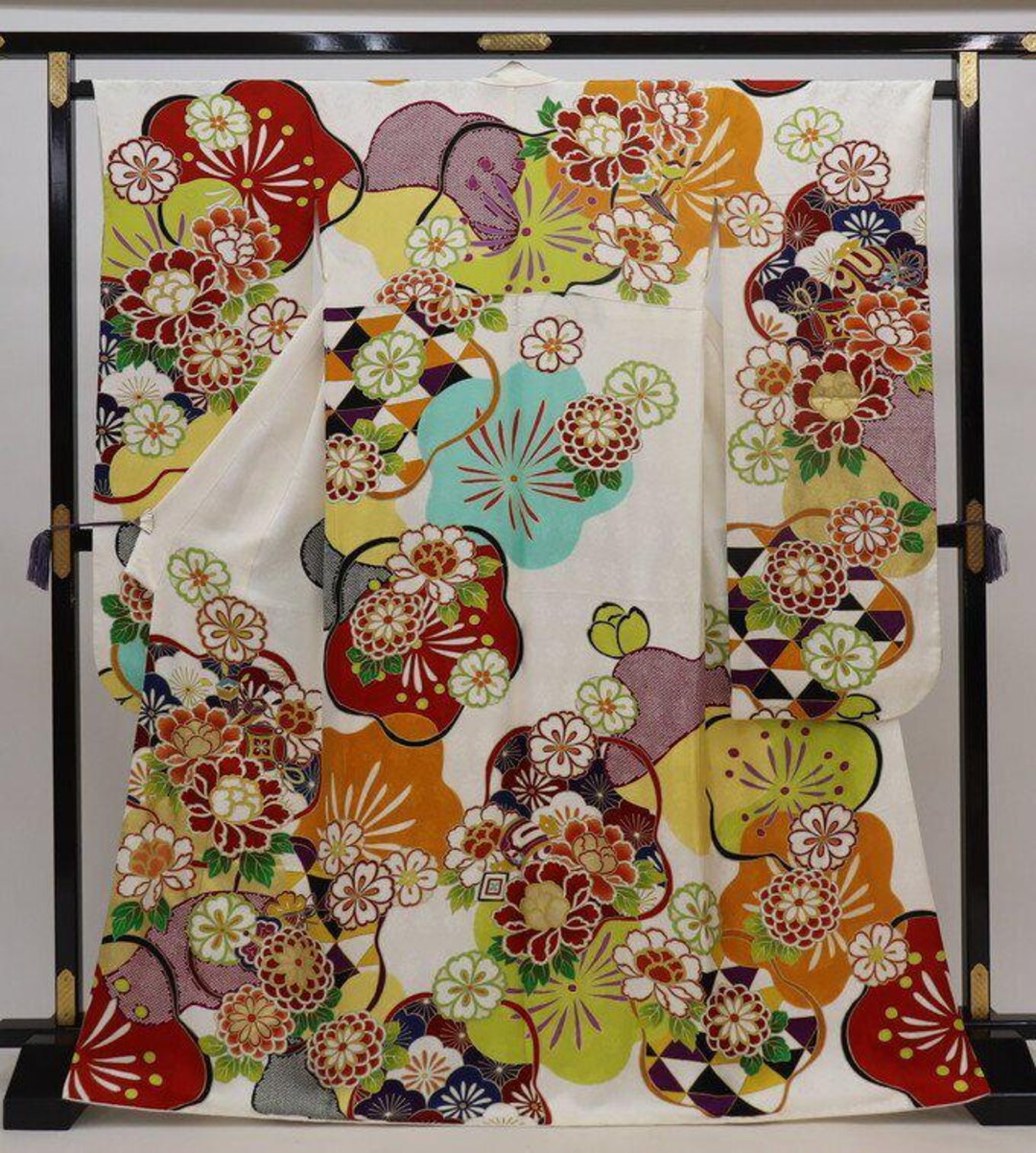 Long Kimono Robe, Furisode Kimono, Wedding Kimono, Japanese Kimono Robe ...