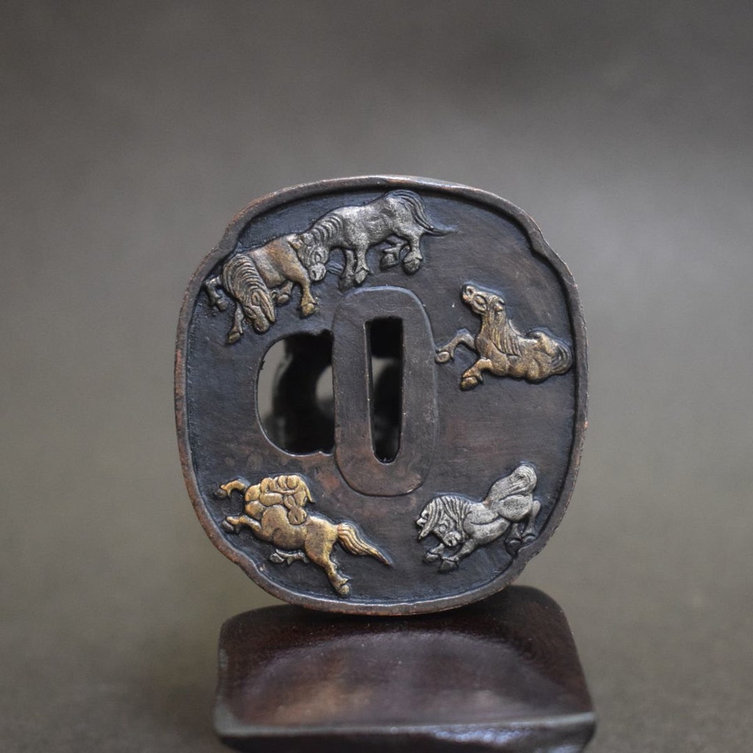 TSUBA, Samurai Sword, Sword Guard, Wave, Koshirae, Katana, Wakizashi ...