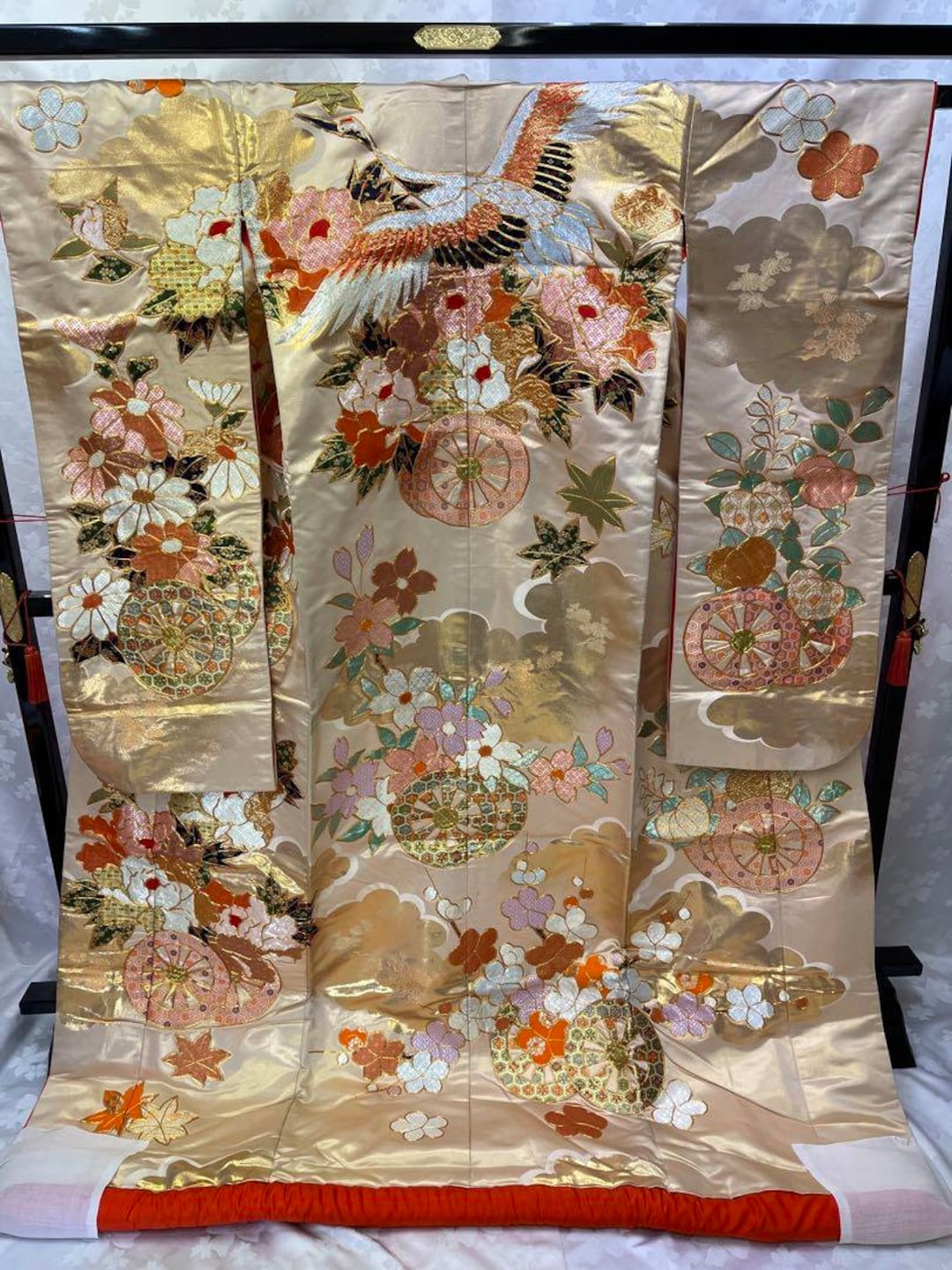Uchikake Kimono, Gold Wedding Kimono, Japanese Kimono Robe, Japanese ...