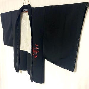 Black Haori Kimono, Silk Haori Kimono, Black Haori Silk, Short Kimono ...
