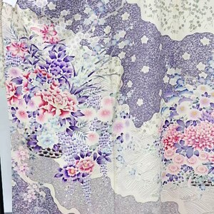 Vintage Authentic Kimono, Purple Furisode Kimono, Purple Furisode ...