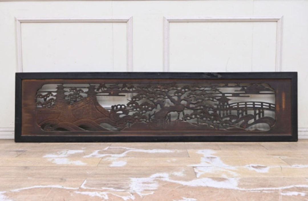 Japanese Ranma, Transom Window, Wooden Carving, Ranma, Openwork Screen ...