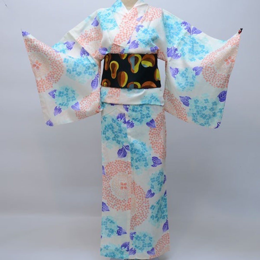 White Yukata Cotton Kimono Japanese Robe, Yukata From Japan, Cotton ...