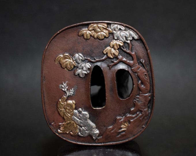 TSUBA, Samurai Sword, Sword Guard, Wave, Koshirae, Katana, Wakizashi ...