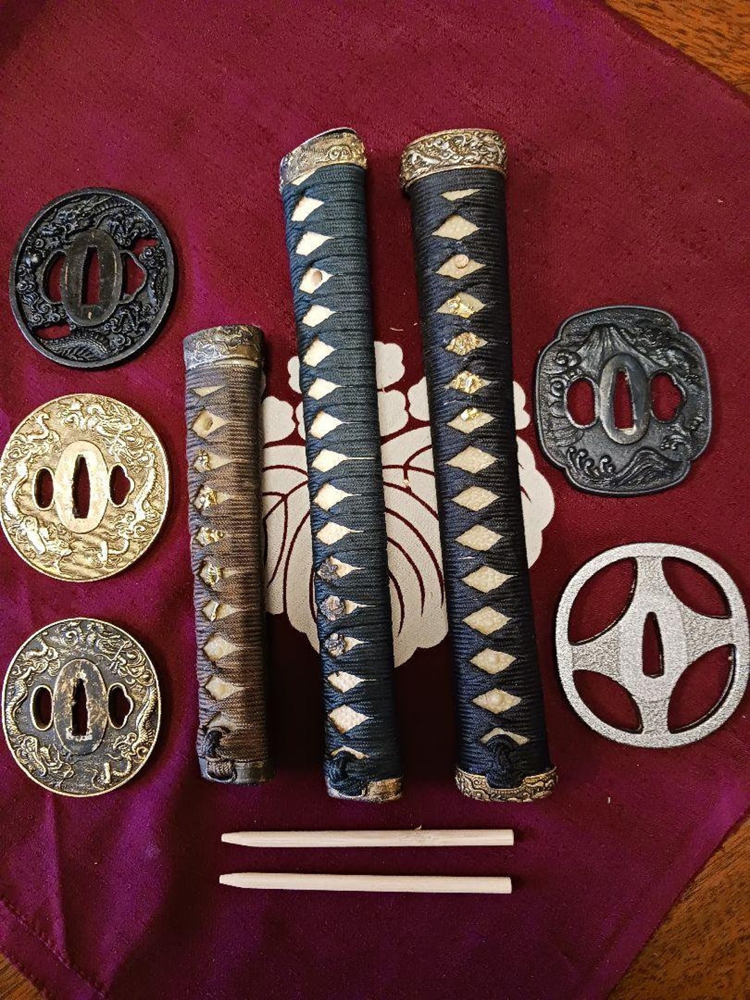 Japanese Sword Fittings & Handle Samurai Art Lot Tsuba - Etsy