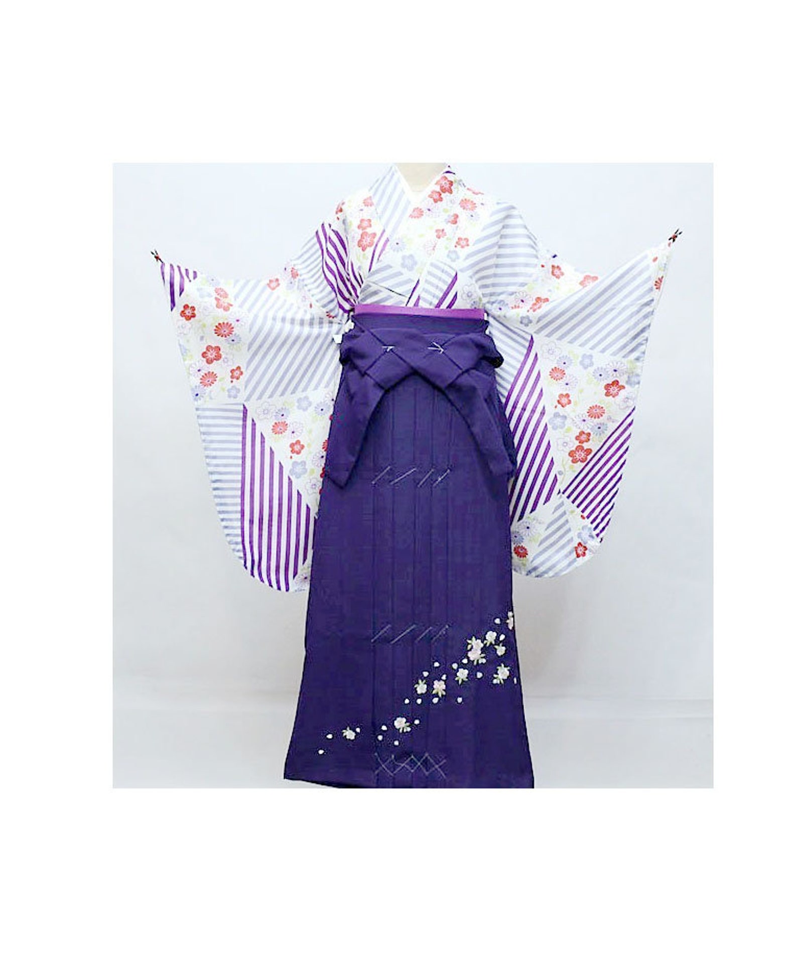 Furisode Kimono & Hakama Jyuban Furisode Purple Womens - Etsy