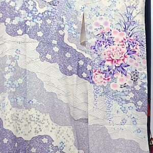 Vintage Authentic Kimono, Purple Furisode Kimono, Purple Furisode ...