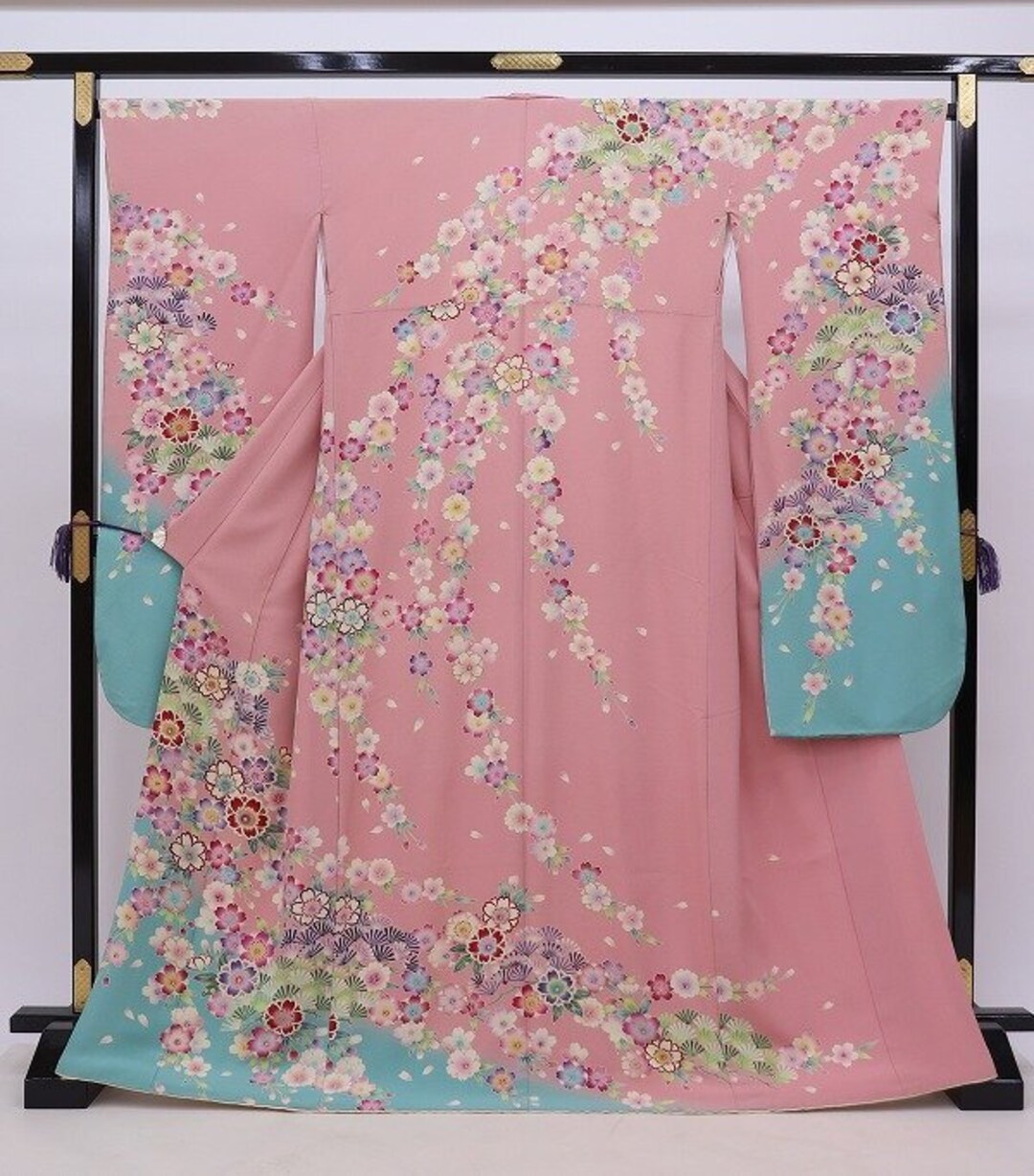 Furisode Kimono, Silk Furisode, Floral Kimono, Wedding Kimono Dress ...