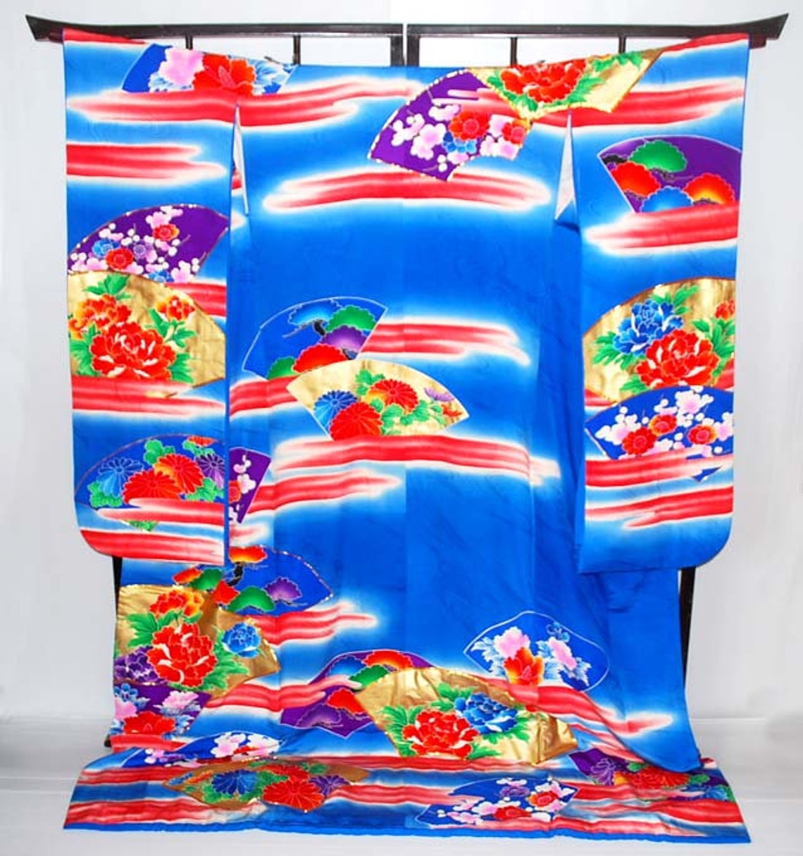 Furisode Furisode Kimono Blue Uchikake Wedding Kimono Blue - Etsy