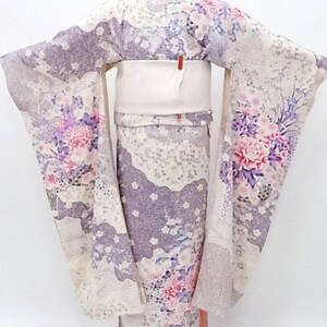 Vintage Authentic Kimono, Purple Furisode Kimono, Purple Furisode ...