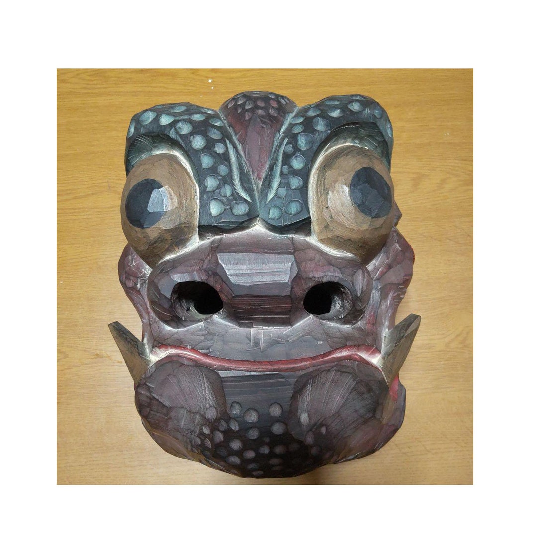 Japanese Mask, Antique Mask, Noh Mask, Kagura Mask, Hannya Mask, Oni ...