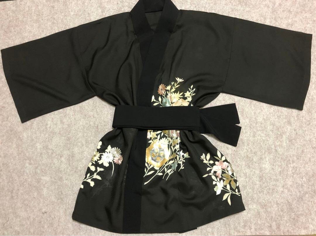 Black Haori Kimono, Silk Haori Kimono, Black Haori Silk, Short Kimono ...