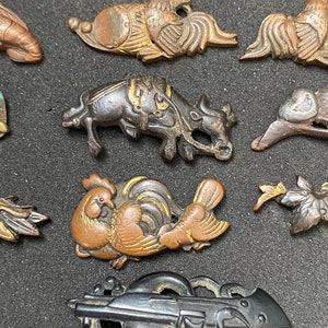 Menuki Lot of 10, Japanese Sword Menuki, Antique Menuki, Decorative ...