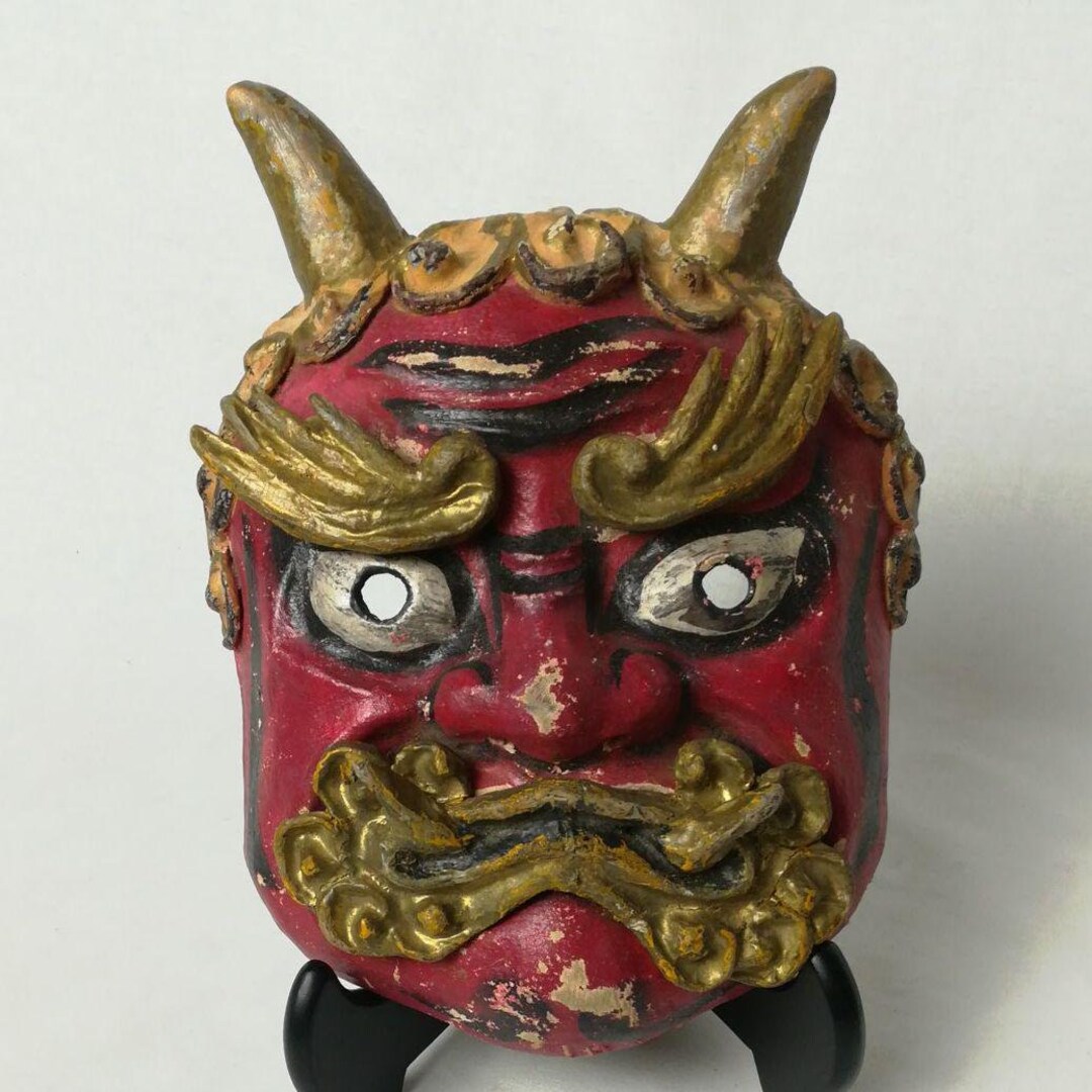 Japanese Mask, Antique Mask, Noh Mask, Kagura Mask, Hannya Mask, Oni ...