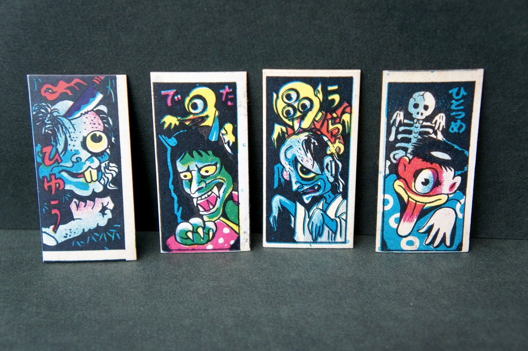 Vintage Menko Card Lot of 4 Japanese Ghost Demons 70's Trading ...