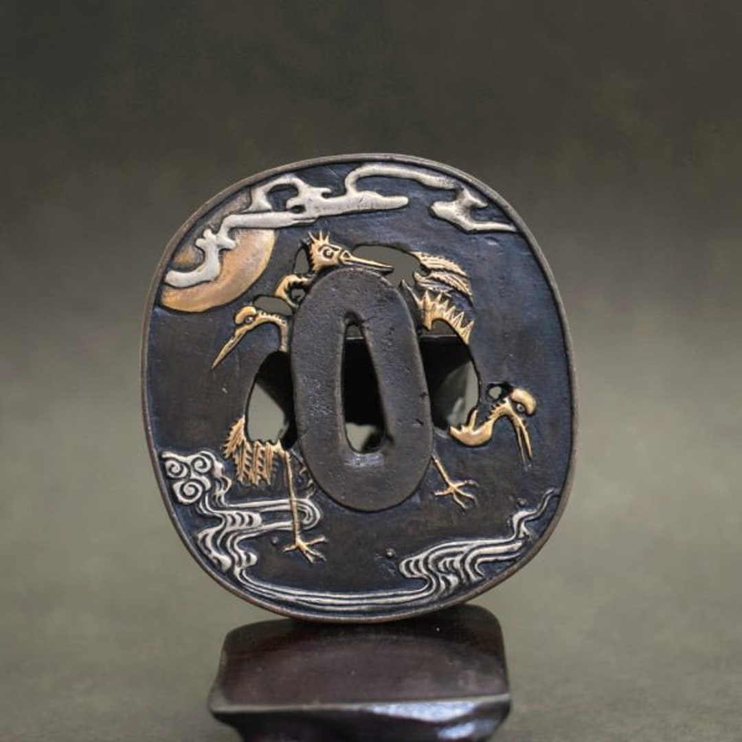 TSUBA, Samurai Sword, Sword Guard, Wave, Koshirae, Katana, Wakizashi ...