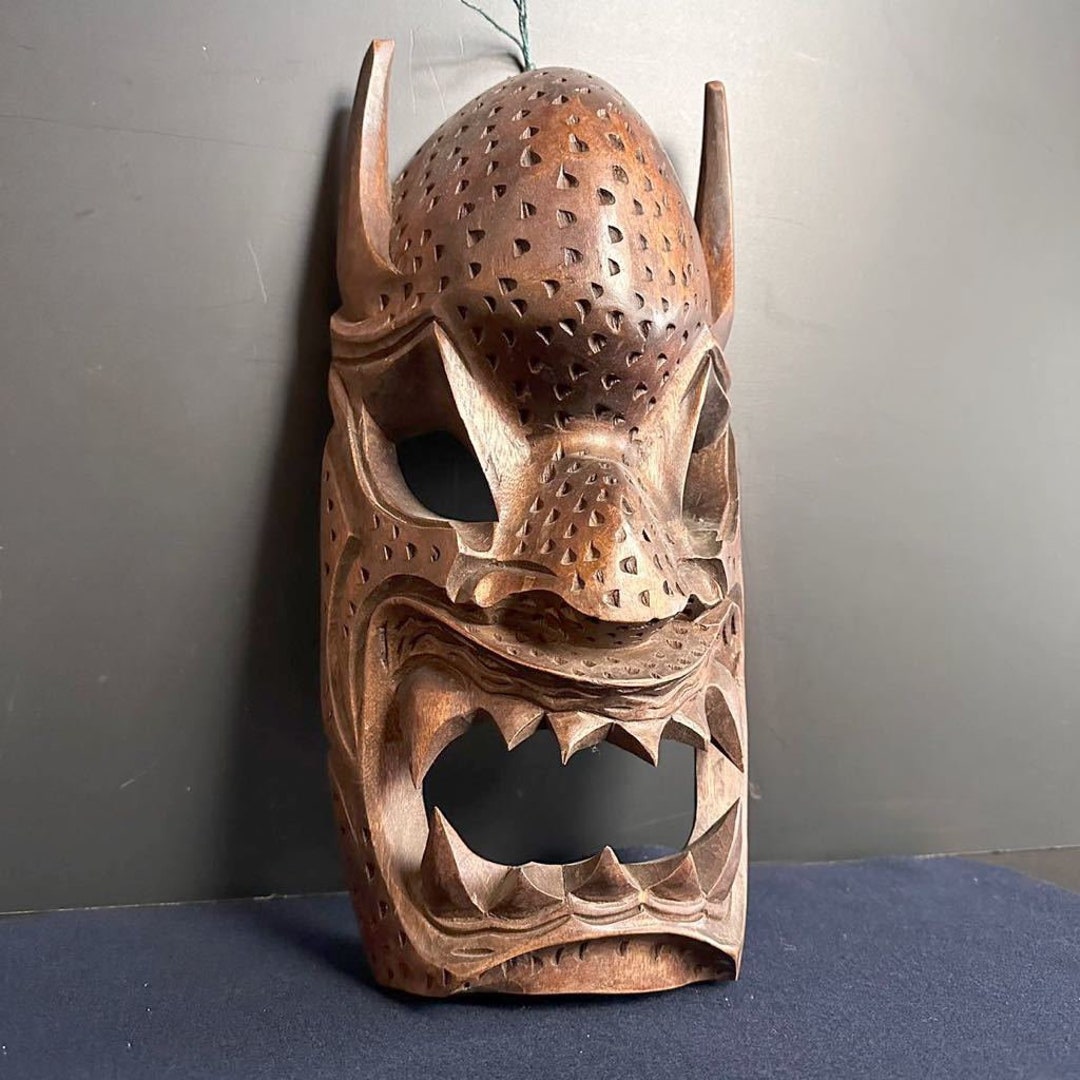 Japanese Mask, Antique Mask, Noh Mask, Kagura Mask, Hannya Mask, Oni ...
