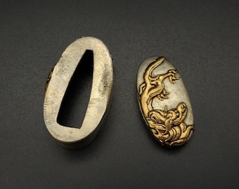 TSUBA, Samurai Sword, Sword Guard, Wave, Koshirae, Katana, Wakizashi ...