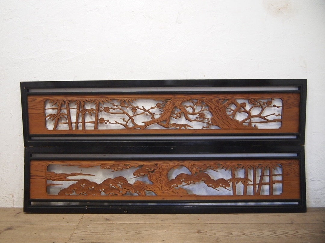 Japanese Ranma, Transom Window, Wooden Carving, Ranma, Openwork Screen ...