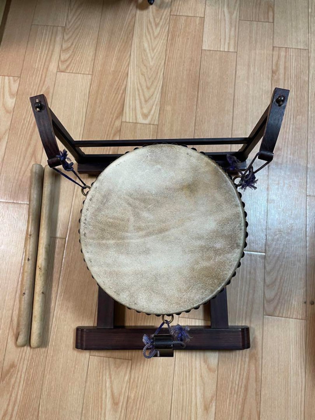 Japanese Instrument Small Drum High Class Kabuki Dancing Leather Skin ...